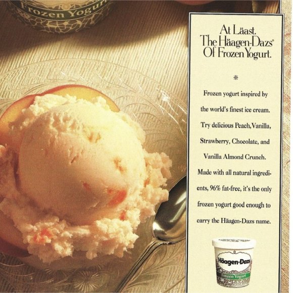 Art | Haagen Dazs Frozen Yogurt Ice Cream Ad 199s Vintage Print Ad ...